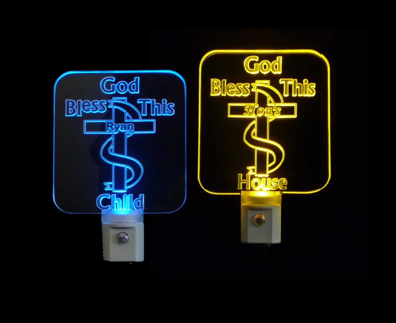 Personalized Christian Cross Led Night Light on Luulla